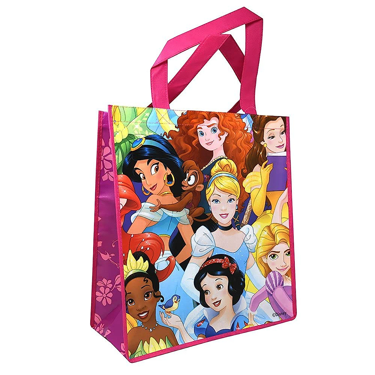Disney Princess Tote Bag Set for Kids, Adults - 4 Pc Large Princess Reusable Grocery Bags with Disney Sofia the First Stickers (Princess Party Supplies)
