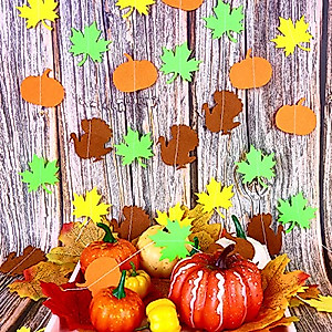 8 Pieces Thanksgiving Garland Felt, Fall Hanging Decorations, Pumpkin Maple Leaves Turkey Streamer for Give Thanks Autumn Harvest Party Supplies