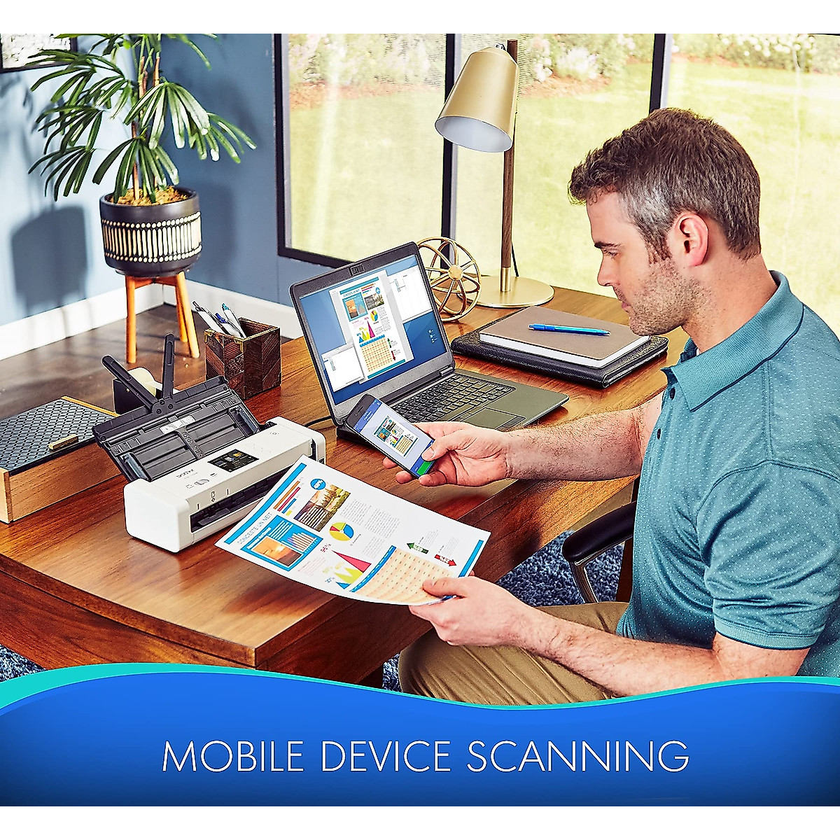 Brother Wireless Document Scanner, ADS-1700W, Fast Scan Speeds, Easy-to-Use, Ideal for Home, Home Office or On-the-Go Professionals (ADS1700W), white