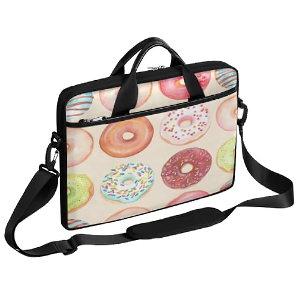 Donuts Laptop Computer Bag Waterproof Shoulder Messenger Bag 13-15 inch Durable Laptop Tote Bag with Shoulder Strap Handle Lightweight Crossbody Briefcase