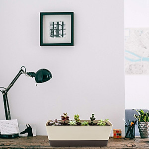 Lainrrew 3 Pack Window Box Planters, 12 Inches Rectangular Planter Plastic Flower Box Plant Pots Plant Containers with Tray for Balcony, Windowsill, Garden, Home Office Outdoor Decoration (Coffee)