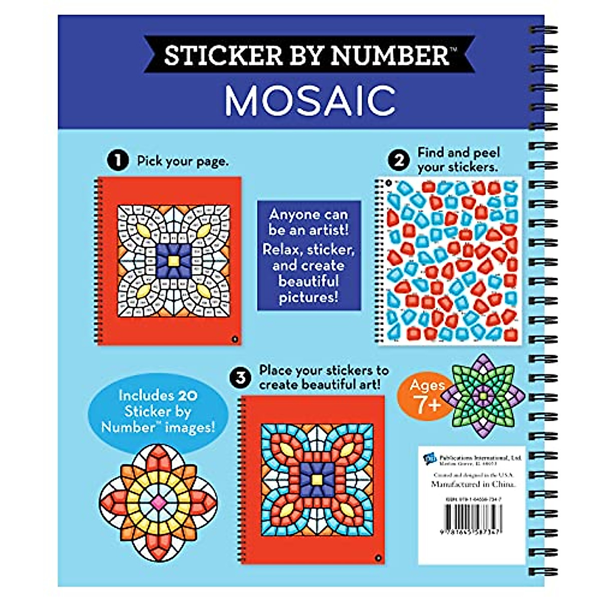 Brain Games - Sticker by Number: Mosaic (20 Complex Images to Sticker)