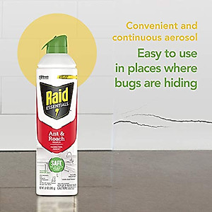 Raid Essentials Ant & Roach Killer Aerosol Spray, Child & Pet Safe, Kills Insects Quickly, for Indoor Use, 10 oz