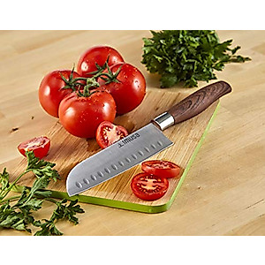 IMUSA USA 6" IMU-73055 Stainless Steel Santoku Knife with Woodlook Handle, Woodlok
