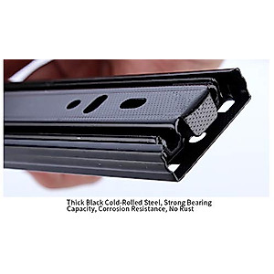 Drawer Slides 16 Inch Ball Bearing Full Extension 3 Section Slide Track Mounting Drawer Runners Slider for Cabinet Home Furniture, 2 Pack (Black 16 Inch)