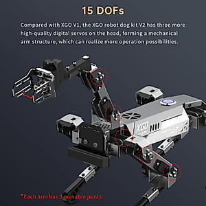 ELECFREAKS microbit Robotic Dog Xgo V2 Kit, 15 Movable Joint DIY Programmable Full Metal Bionic Robot Kit, STEM Educational Project for Open Source Hardware(without Micro:bit)