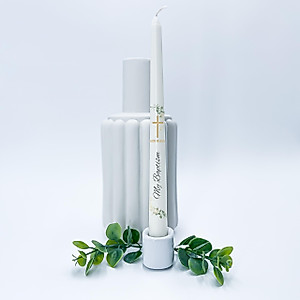 Baptism Taper Candle, Unique Taper Candles, Unscented White Premium Wax, Great for Religious Celebration, Christening, Confirmation, Special Events or Gift, Velas de Bautizo (Baptism)