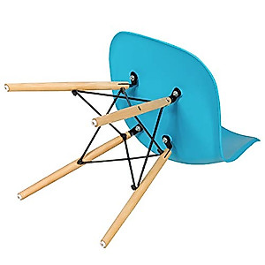 Giantex Dining Chairs Set of 4 Blue, Pre Assembled Mid Century Modern Dining Chairs with Wood Legs, Armless Kitchen Chairs, Plastic Side Chair for Dining Room, Kitchen, Living Room