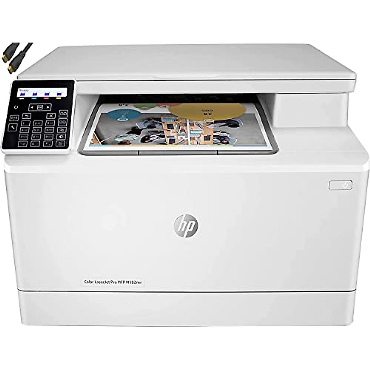 HP Color Laserjet Pro MFP M182nw Wireless All-in-One Laser Printer, Print Scan Copy, 17ppm, Auto-On/Auto-Off Function& Numeric Keypad, Compatible with Alexa -WULIC Printer Cable