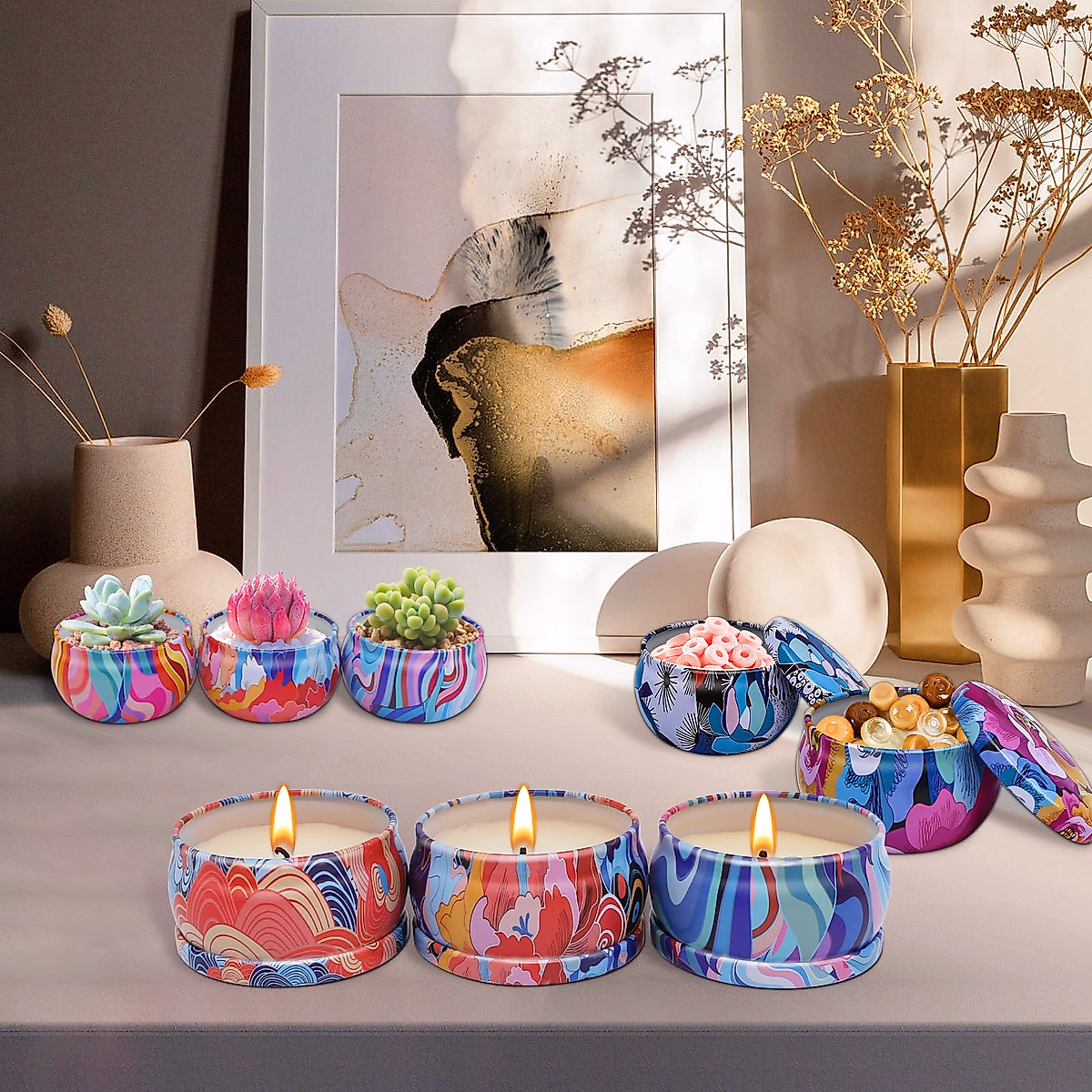 Fafamara 9 Pack Scented Candles Set, Multipack Natural Soy Wax Candles, Small Aromatherapy Candles, Stress Relief Tin Can Candle for Women Girl Birthday, Thanksgiving, Christmas