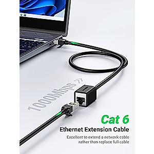 UGREEN Ethernet Extension Cable Cat6 LAN Cable Extender Cat 6 RJ45 Network Patch Cord Male to Female Connector for Router Modem Smart TV PC Computer Laptop 10FT