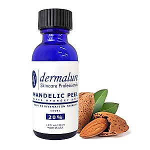 Mandelic Acid 20% AHA Alpha Hydroxy Peel Medical Strength Used For Rosacea, Cystic Acne, Blackheads, Pores, Whiteheads, Hyperpigmentation, Melasma, Age Spots, Sun Spots (1.0 fl. oz / 30 ml)