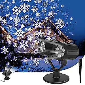 Christmas Projector Lights Outdoor, Double Head Upgrade Rotating Snowflake LED Lighting Projector Waterproof Indoor Outdoor Snowflake Party Patio Garden Landscape Lights Party Christmas Decorations