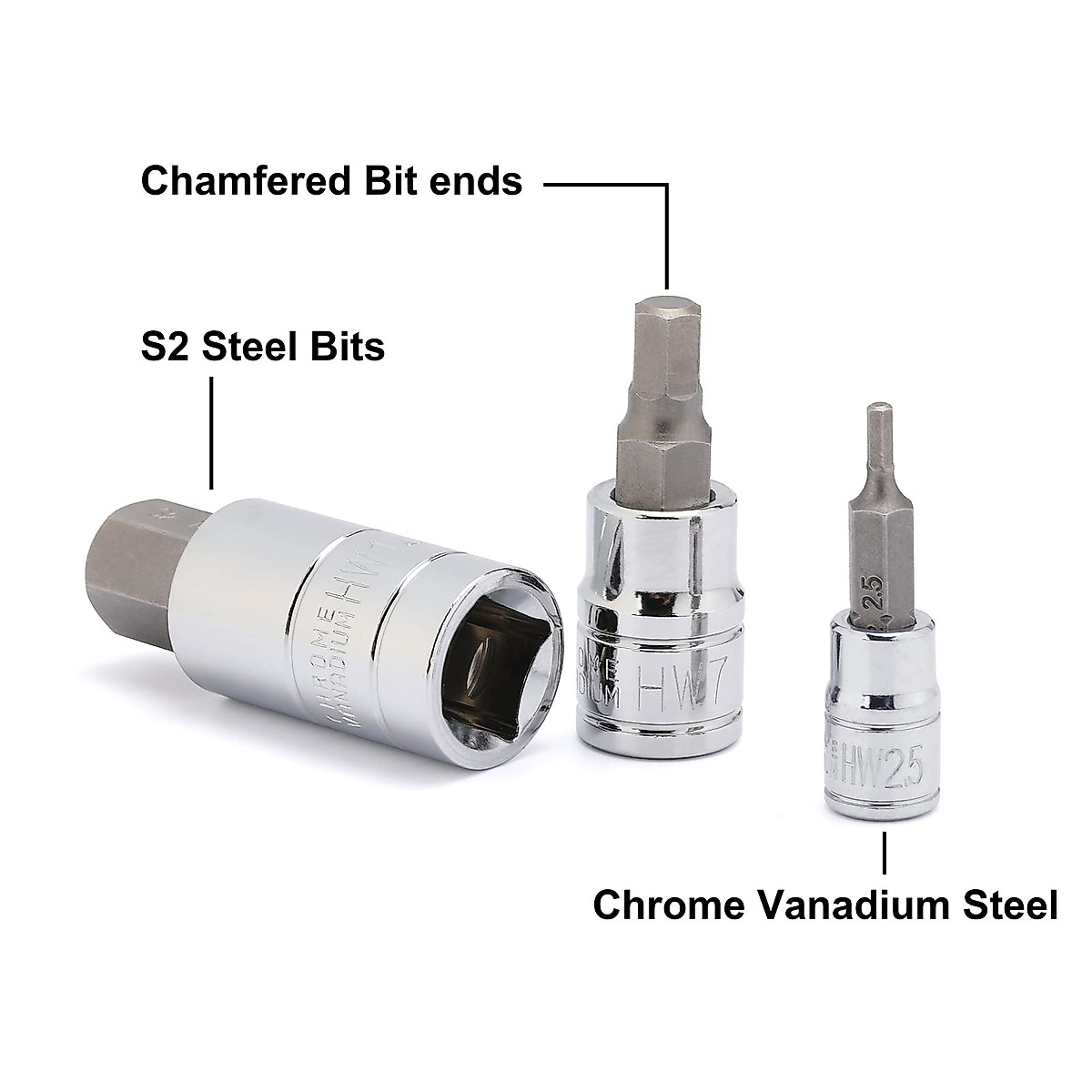 MIXPOWER 13 Piece Hex Bit Socket Set, S2 Steel Bit Socket Tool Kit, Metric, 2mm-14mm, Allen Bit Socket Kit