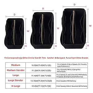 ETTP Purse Organizer Insert, Felt Tote Organizer Insert With Metal Zipper, Handbag Organizer For Speedy, Neverfull, Tote, Handbag, 7 Colors 5 Sizes (X-Large, Black)