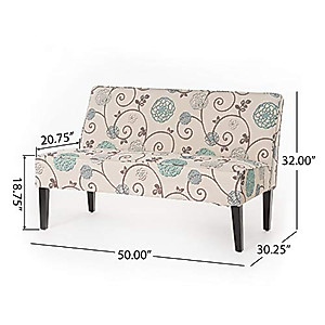 Christopher Knight Home Dejon Fabric Love Seat, White And Blue Floral