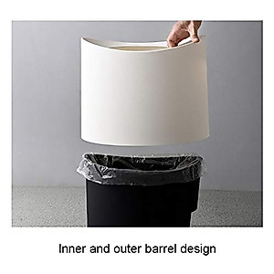ZHANGJINYISHOP2016 Trash Garbage Can Double-Layer Trash Can, 10L Plastic Fashion Office Waste Paper Basket with Sturdy Plastic Liner, Oval Shape Trash Can Waste Bin (Color : White)