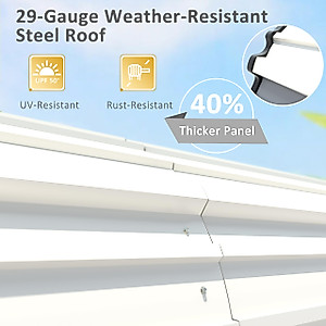 MUPATER Outdoor Carport, 20' x 20' Heavy Duty Canopy for Garage, Car Garage Shelter with Metal Roof and Frame for Car, White