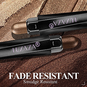 LUXAZA 3Pcs Eyeshadow Stick Set, Matte And Shimmer Creamy Brown Gold Nude Shadow Pencil, Waterproof Long Lasting Smoky Eye Makeup