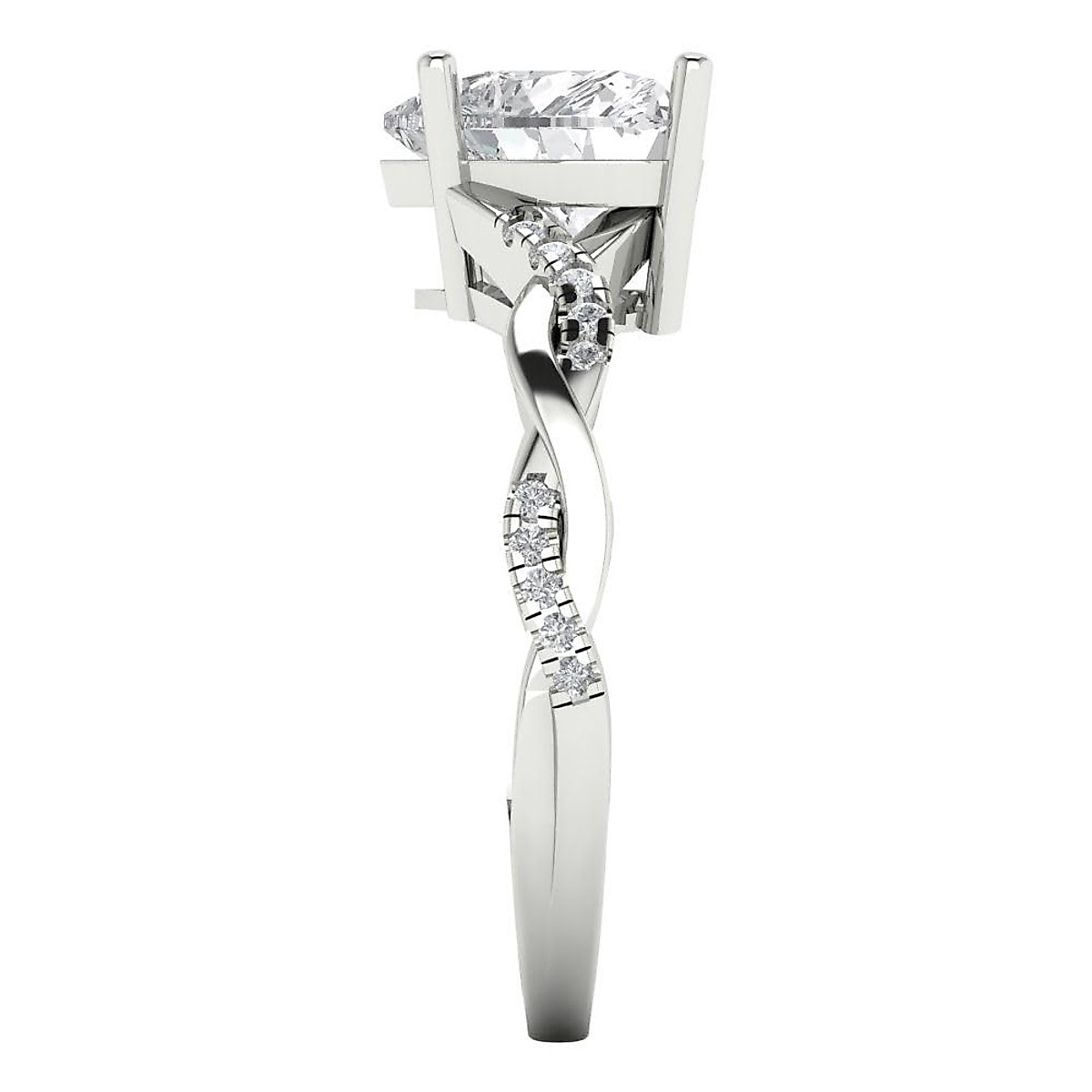 Clara Pucci 2.19ct Heart Cut Twisted Solitaire White Lab Created Sapphire Engagement Promise Anniversary Bridal Ring 18K White Gold 10.25