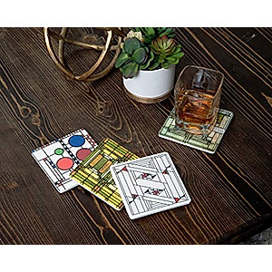CoasterStone Absorbent Stone Coasters, Frank Lloyd Wright, Art Glass Designs, Multi-Colored
