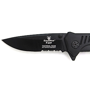Snake Eye Tactical All Black Rescue Style Spring Assisted Folding Pocket Knife Hunting Camping Fishing Outdoors Razor Sharp Blade (383)