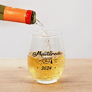 Futtumy Graduation Gift, Mastered it 2023 Stemless Wine Glass 17oz, Graduation Wine Gift for Him Her College and High School Graduates, College Graduation Gift 2023 Graduation Gift MBA Graduation Gift