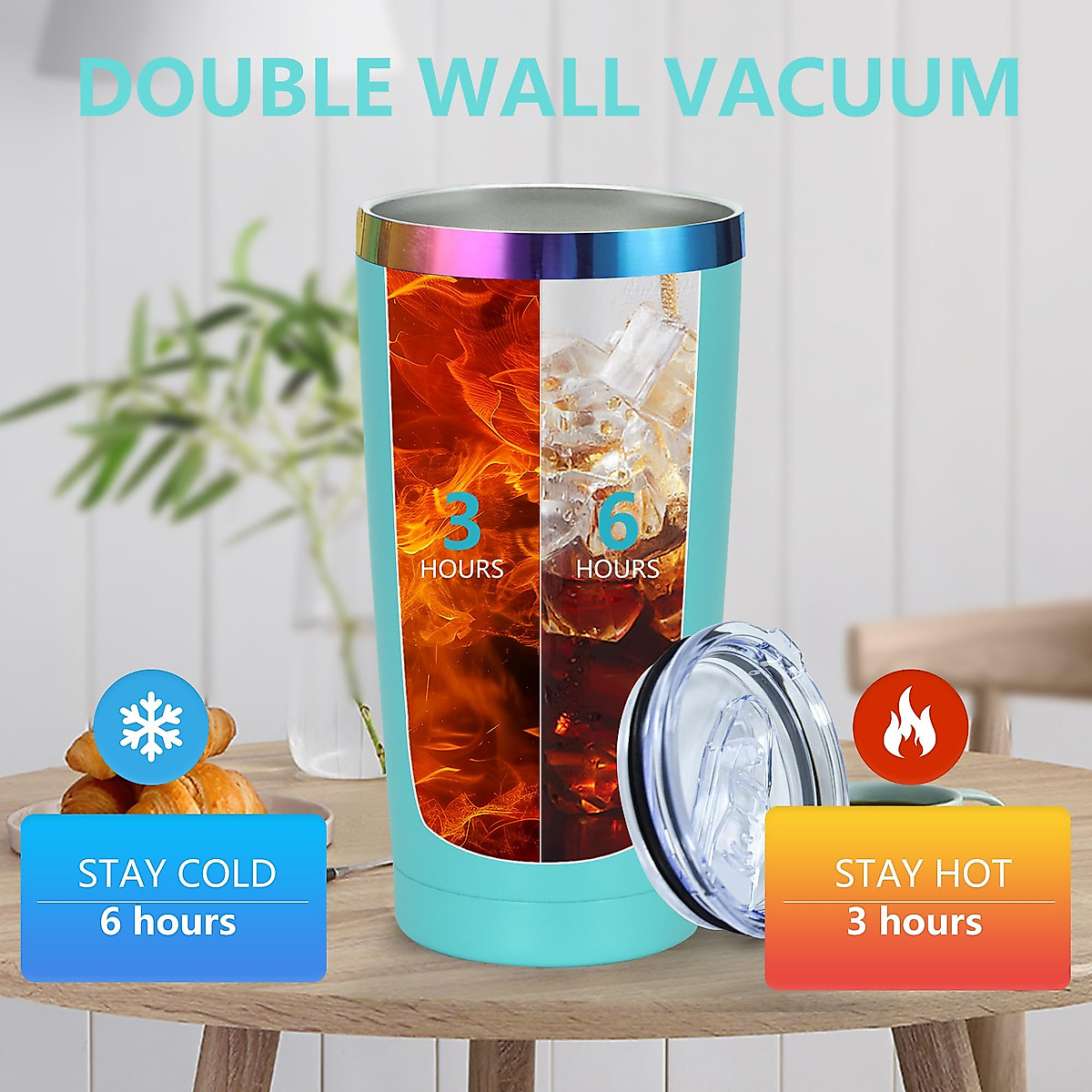 Icesip 20oz Tumbler with Lid And Straw,Stainless Steel Vacuum Insulated Mug,Double Wall Vacuum Insulated Coffee Cups for Cold & Hot Drinks,Insulation Travel Tumblers Cups