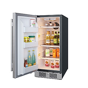 Avallon AFR152LH 15 Inch Wide 3.3 Cu. Ft. Compact Refrigerator with LED Lighting and Left Swing Door - Stainless Steel