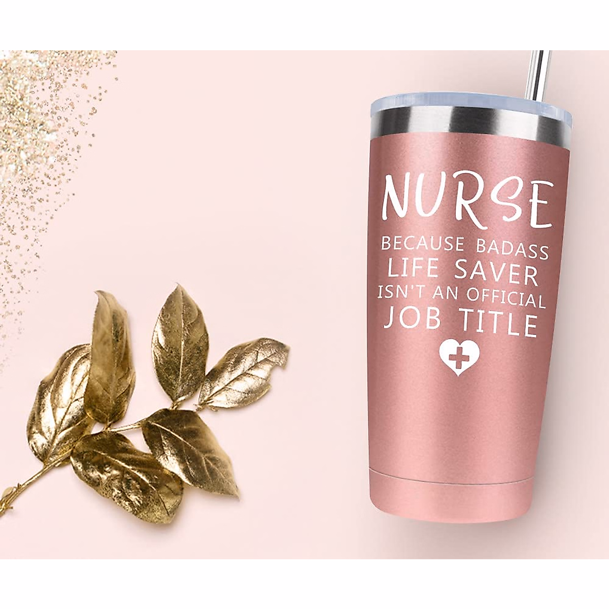 Ritgssi Nursing Student Gifts Nurse Graduation Gift Nurses Week Gifts 20oz Rose Gold Funny Travel Tumbler College Nurse Appreciation Gifts Chirstmas Presents Travel Cup Gift Set With Straw