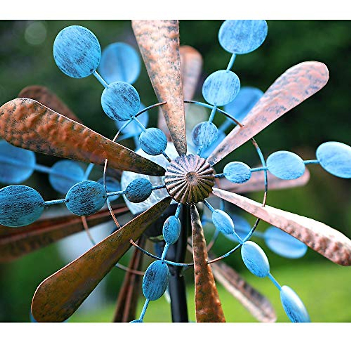 HDNICEZM Solar Wind Spinner New 75in Multi-Color Seasonal LED Lighting Solar Powered Glass Ball with Kinetic 360 Degrees Swivel Wind Spinner Dual Direction for Patio Lawn & Garden