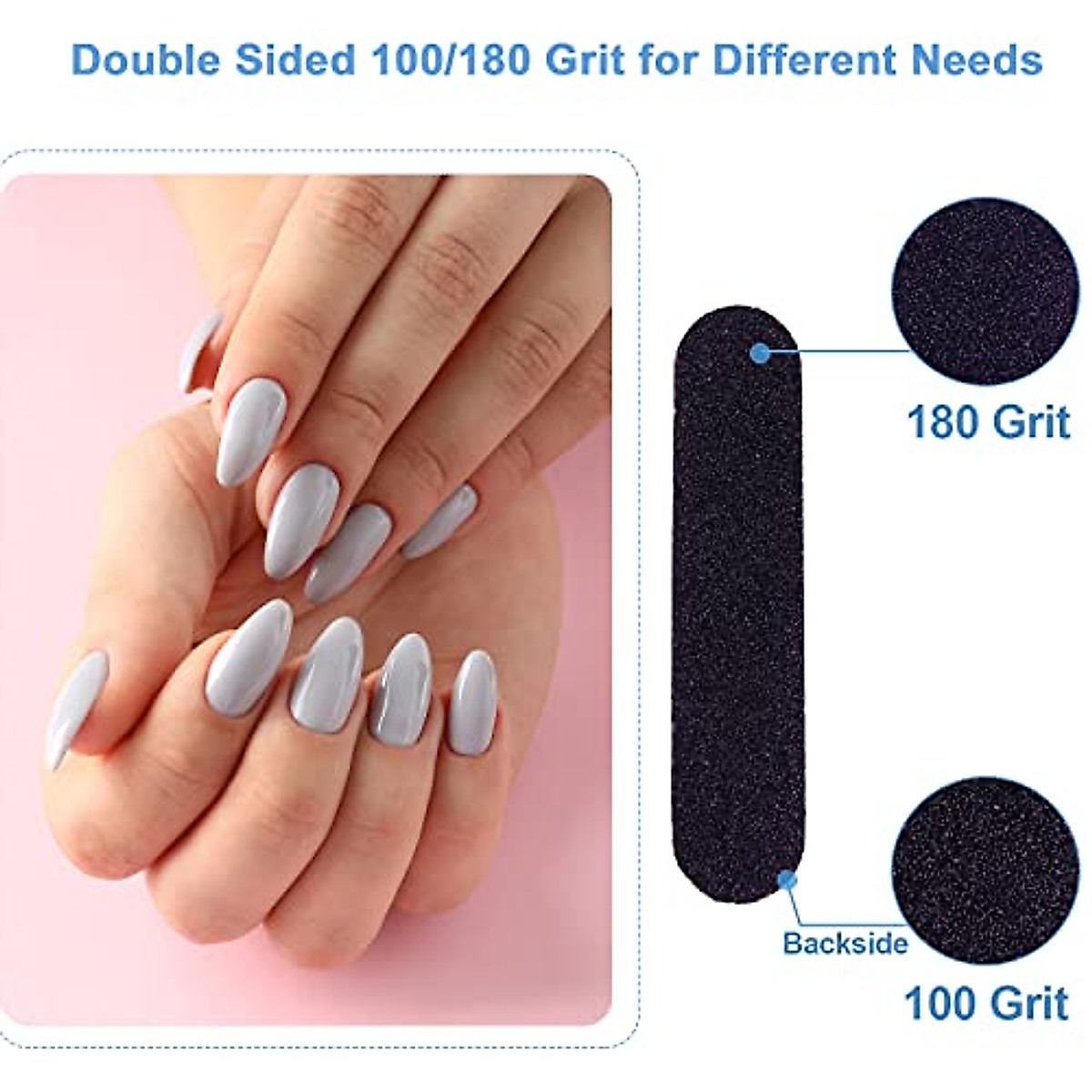 Nail Files (50 Pack), 3.6 Inches Emery Board Nail Files for Acrylic and Natural Nails, 100/180 Grit Small Double Sided Fingernail Filer Bulk Mini Professional Finger Nail Filer Manicure Set Black