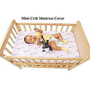 Pack n Play Playard Sheet Set 2 Pack 100% Jersey Knit Cotton Ultra Soft Stretchy Fitted Portable Mini Crib Sheet for Baby Girl Boy Grey Arrows Black Triangles by Knlpruhk