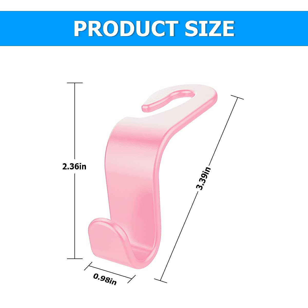 8sanlione Car Back Seat Headrest Hooks, 4PCS Vehicle Backseat Storage Organizer Hanger, Multifunctional Auto Headrest Hidden Hook Universal for Handbag Purse Backpacks Bags and Groceries (Pink)