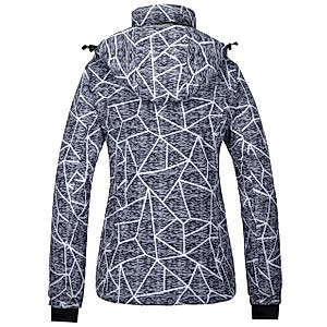 wantdo Women's Mountain Fully Taped Seams Waterproof Ski Snowboard Jacket with Hood Gray XL