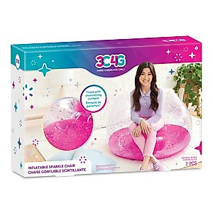 3C4G Pink Glitter Confetti Chairs - Inflatable Lounge Chair for Kids - Comfortable & Portable Blow Up Chair Perfect for Outdoors, Bedrooms, Game Room, Dorms & More! by Make It Real