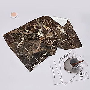 Dark Brown Marble Texture Luxury Hand Towels Set of 2, Super-Absorbent Ultra Soft Bathroom Towel Kitchen Dish Washcloth for Bathroom Kitchen Yoga Gym Decor 27.5x15.7 Inch