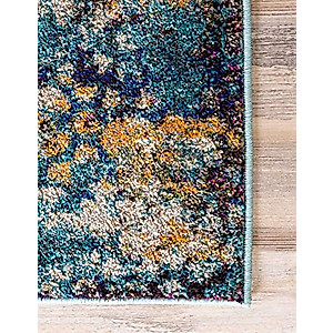 Unique Loom Vita Collection Traditional Over-Dyed Saturated Floral Medallions Area Rug, 9 x 12 ft, Turquoise/Ivory