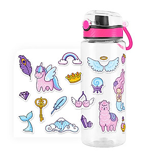 Home Tune 23oz DIY Sticker Water Bottle, Design Your Own Water Bottle for Girls & Boys - BPA Free, Chug lid, Fun DIY Arts and Crafts Activity, Cute Stickers for Girls & Boys - Red