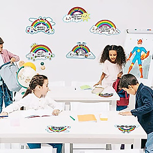 50 Pieces Rainbows Cut-Outs Bulletin Board Set Colorful Rainbow Accents Cut-Outs Sunshine Rainbow Clouds Cut-Outs Classroom Bulletin Board Cutouts Rainbow Theme Party Decor with Glue Point Dots