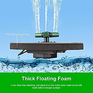 UYANGG 4W Solar Fountain Pump Bird Bath Fountains Pump 360 Degrees Rotatable Nozzle with Color Led Lights 6 Nozzles for Garden Small Pond Outdoor Swimming Pool Fish Tank(Black)