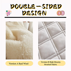 Mattress Topper Sheet Protector Underblanket with Straps - Extra Thick Mattress Pad Cover Woolmark Under Blanket(White,79 * 87")