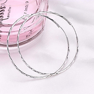 POPLYKE 925 Sterling Silver Circle Endless Hoop Earrings for Women (40MM Hoop Earrings)