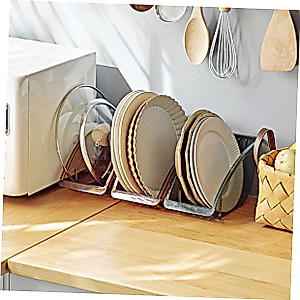 TIDTALEO 2Pcs Plate and Lid Holder cabinet dish organizer clear stand desktop organizer shelf Pot Lid Holders kitchen countertop organizer utensil drying holder Pot Cover Rack Pot Lid Rack