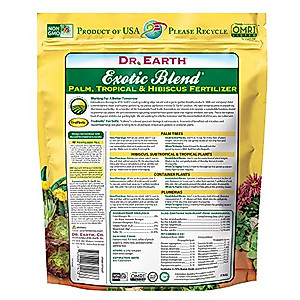 DR EARTH INC 756P Exotic Dr. Earth Exoitc Blend Palm, Tropical & Hibiscus Fertilizer 4lb, Natural