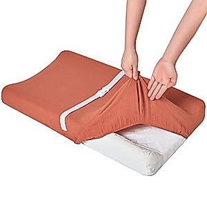 Changing Pad Cover for Baby Girls Boys, Neutral Fitted Muslin Cotton Diaper Changing Pad Sheets, Soft Brethable Changing Table Cover