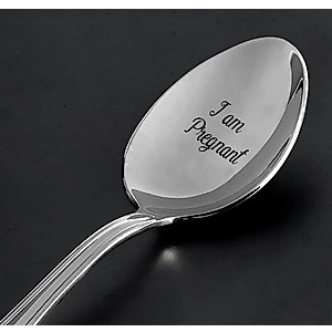 Pregnancy Announcement Unique Surprise Gifts | Engraved Spoon Gift – I Am Pregnant | Baby Reveal Surprise For Husband/Grandpa/Grandma/Nana/Dada/Sisters/Brother/Friends/Guests