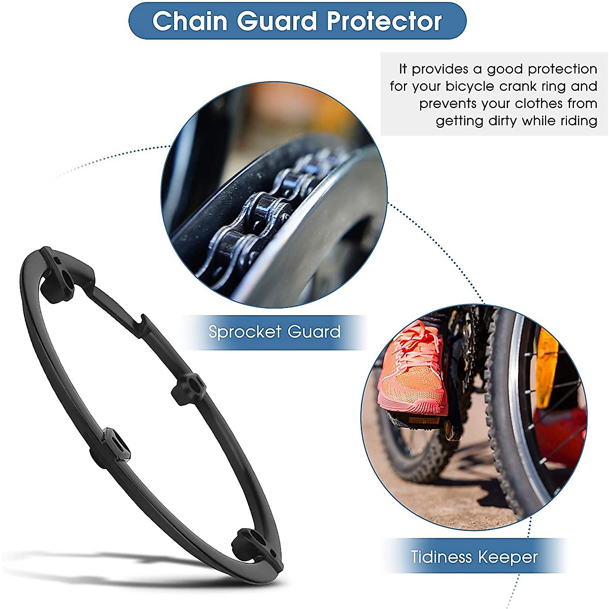 Estink Bike Chain Wheel Guard, Black Plastic Chainring Sprockets Cranksets Guard Protector Mountain Bike Chain Wheel Crankset Support Cover Accessories for 44T Chain