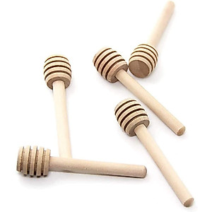 BetterJonny 100 Pieces Household Wooden Honey Dipper Sticks Portable 3 inch Mini Honey Dippers for Honey Jar Dispense Drizzle Honey