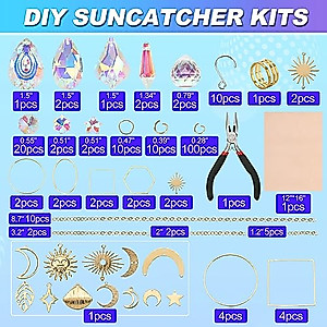 HYBEADS 200 pcs DIY Sun Catchers Making Kits Craft for Adults Crystal Suncatchers Supplies Stained Glass Window Hanging Prism Indoor Outdoor Garden Xmas Decor with Rainbow Maker Pendants Chains